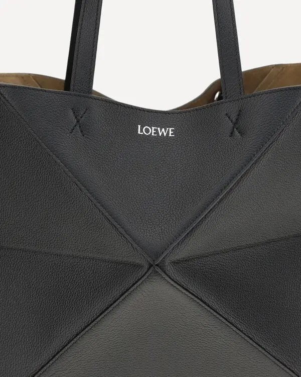 Loewe Medium Puzzle Fold Tote Bag - Black
