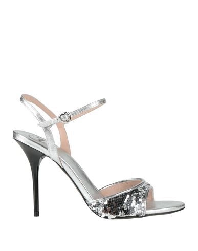Moschino Sandals Size Leather, Textile Fibers - Silver