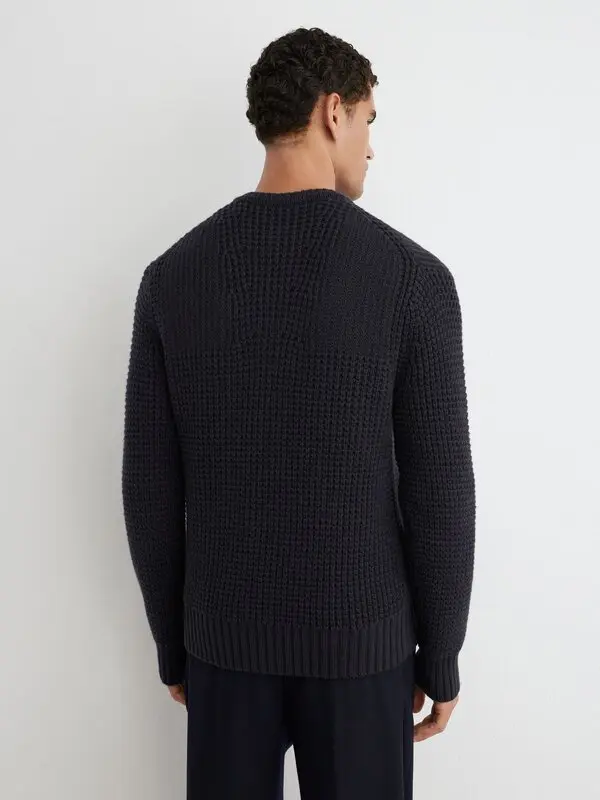 REISS Carlisle Waffle-knit Dual-zip Bomber Jacket
