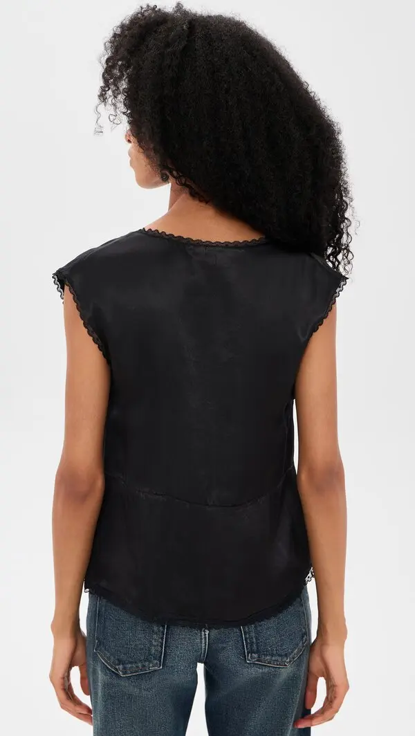 VRG GRL Flores Satin Top - Black