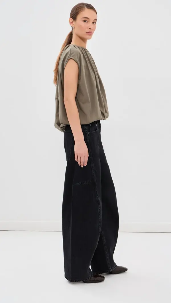 Tibi T-shirt Program Shirred Neck Circular Top