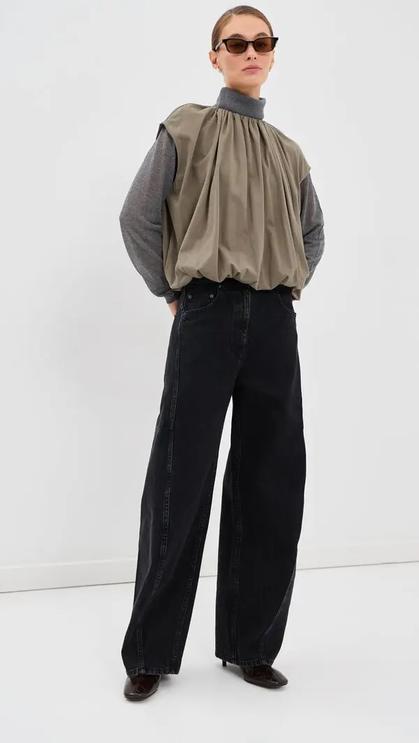 Tibi T-shirt Program Shirred Neck Circular Top