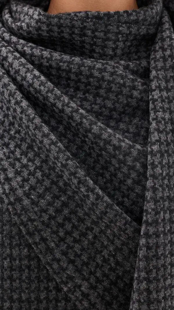 Vince Draped Scarf Houndstooth Sweater