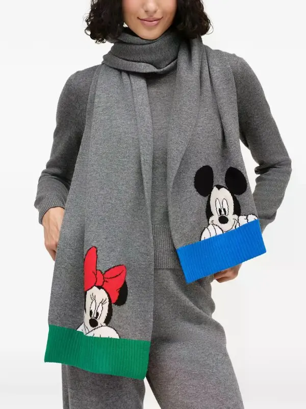 Chinti & Parker Mickey Mouse Intarsia-knit Scarf - Grey