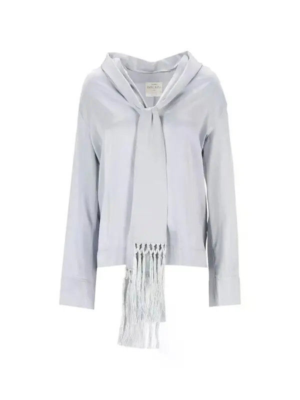 FORTE_FORTE Fringed Silk-satin Blouse