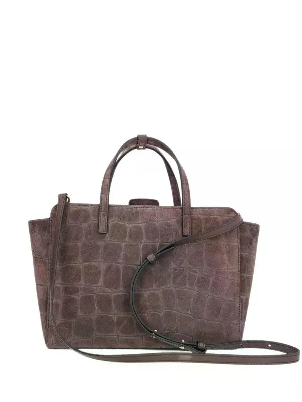 HIDESINS M Flap Croc-effect Suede Tote Bag