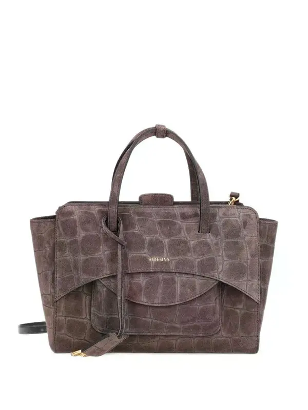 HIDESINS M Flap Croc-effect Suede Tote Bag
