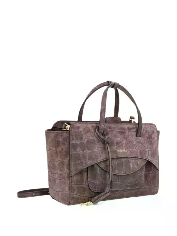 HIDESINS M Flap Croc-effect Suede Tote Bag