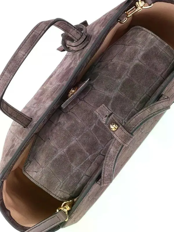 HIDESINS M Flap Croc-effect Suede Tote Bag