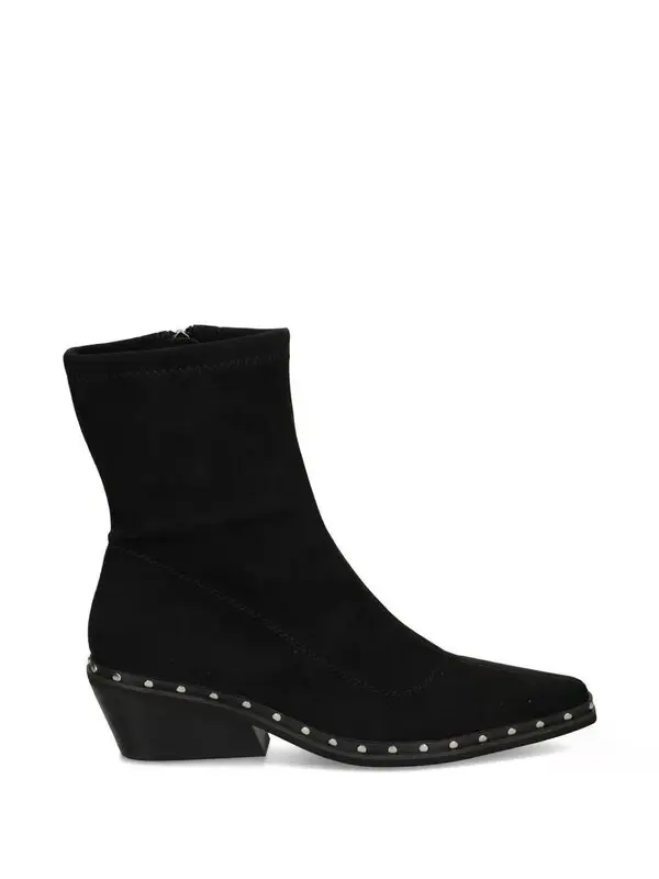 ALMA EN PENA Stud-embellished Pointed-toe Ankle Boots - Black