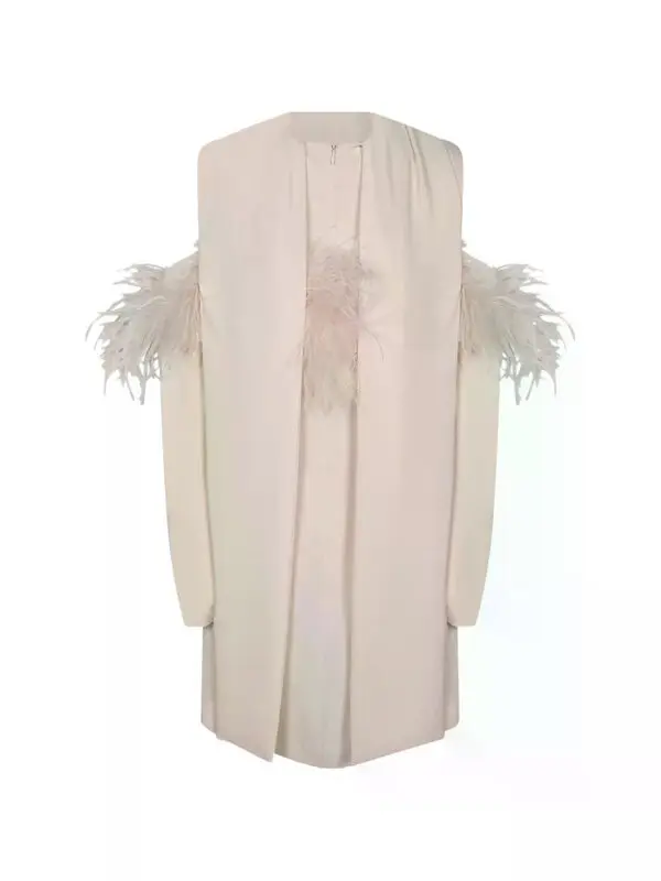 P.a.r.o.s.h Feather-trim Cold-shoulder Mini Dress