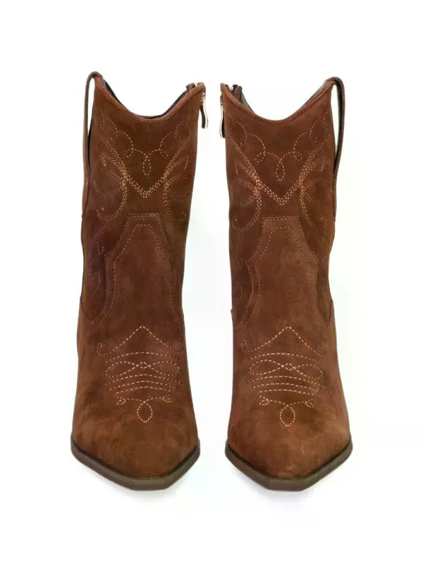 ALMA EN PENA Embroidered Suede Ankle Boots