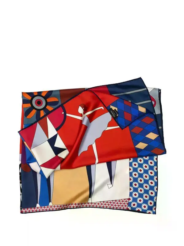 ELIZABETTA Parisian Carnival Silk Scarf - Red