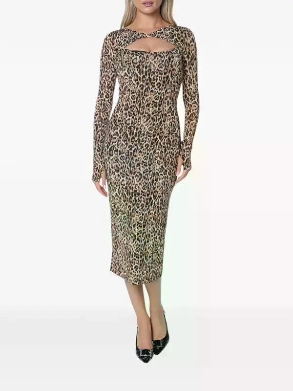 Just Cavalli Leopard-print Cutout-detail Midi Dress