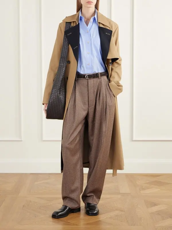 JAMIE HALLER The Tapered Pleated Houndstooth Stretch Wool-blend Pants