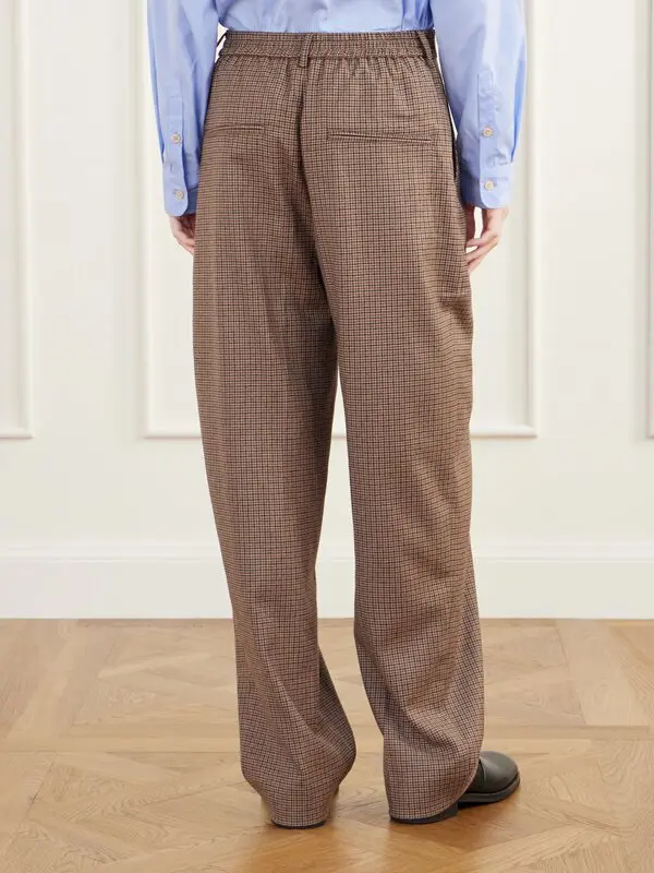 JAMIE HALLER The Tapered Pleated Houndstooth Stretch Wool-blend Pants