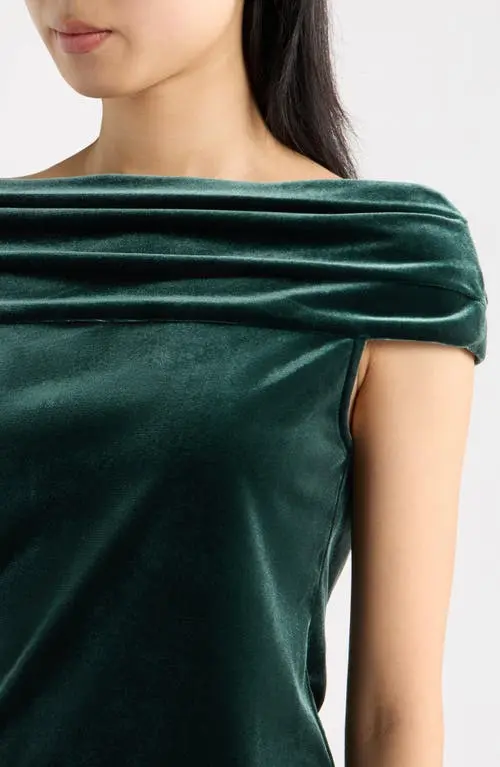 Anne Klein Draped Boat Neck Velvet Top
