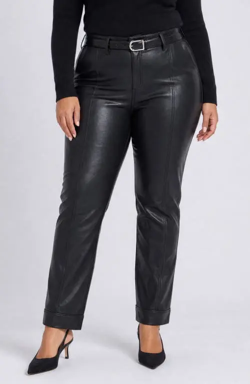NYDJ Marilyn Straight Leg Faux Leather Pants - Black