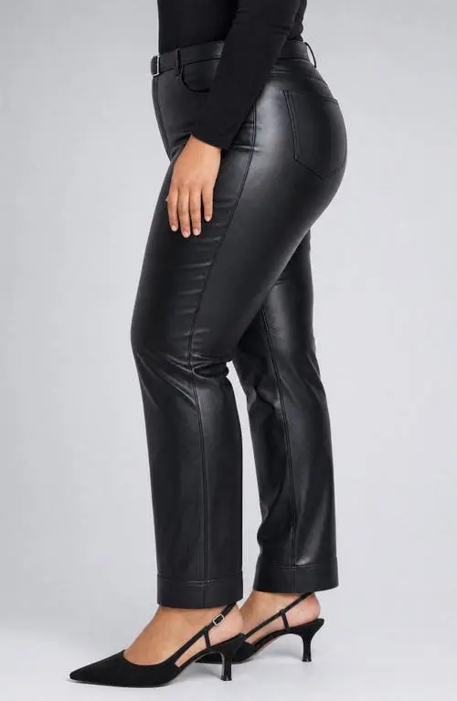 NYDJ Marilyn Straight Leg Faux Leather Pants - Black