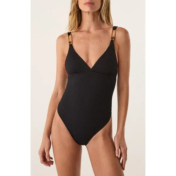 VIX PAULA HERMANNY Brit Brazilian One-piece Swimsuit - Black