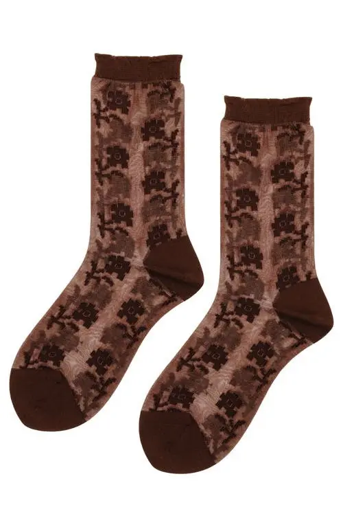 Hansel From Basel Weylie Sheer Crew Socks - Chocolate