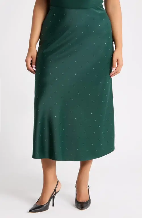 Anne Klein Embellished Bias Flared Maxi Skirt - Pine Forest