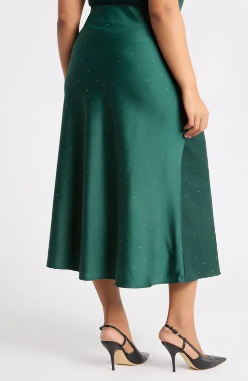 Anne Klein Embellished Bias Flared Maxi Skirt - Pine Forest