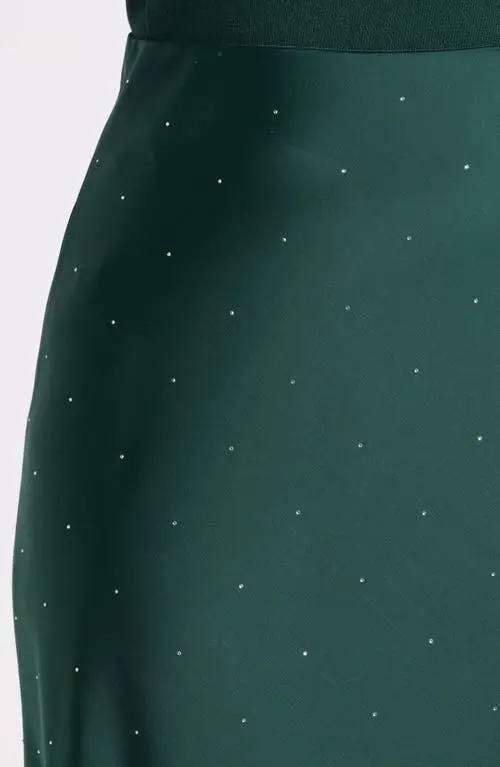 Anne Klein Embellished Bias Flared Maxi Skirt - Pine Forest