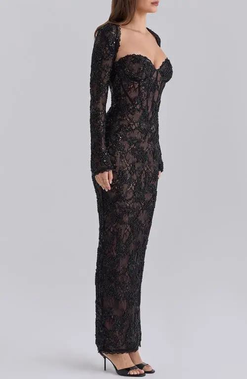 House Of Cb Lucelle Embellished Lace Maxi Dress