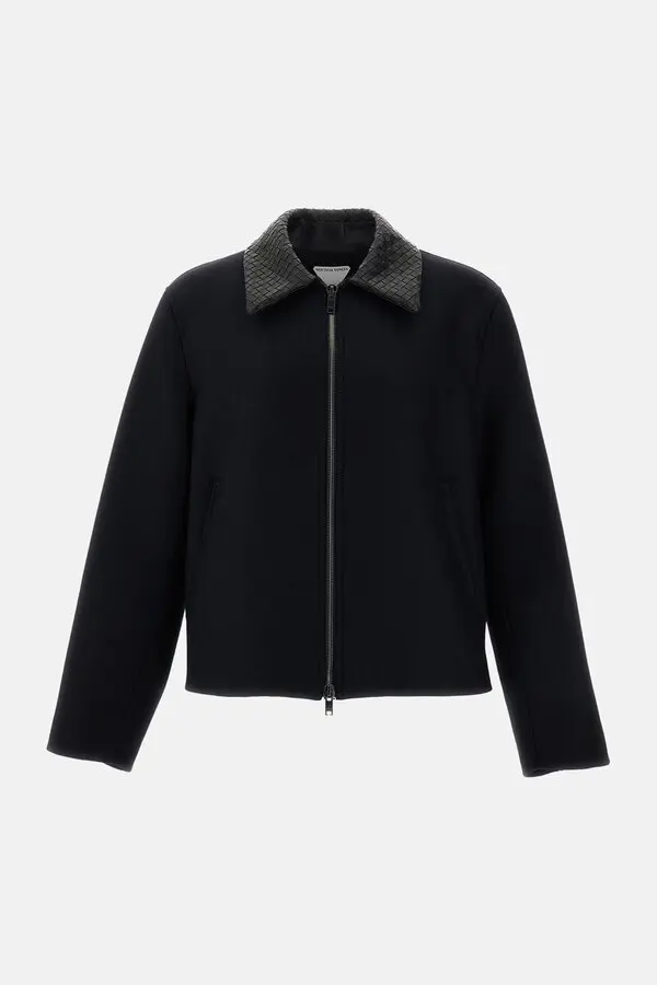 Bottega Veneta Giacca In Lana Con Colletto Intrecciato - Nero