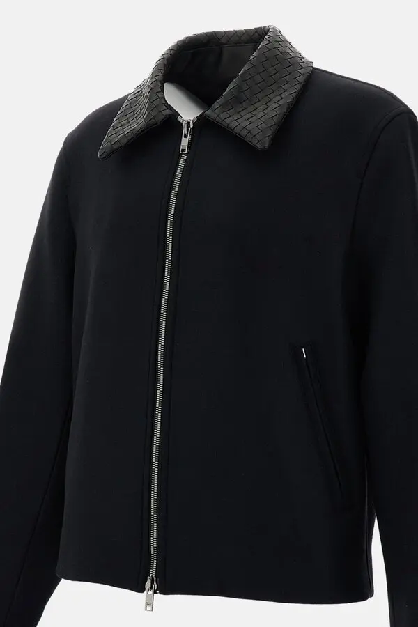 Bottega Veneta Giacca In Lana Con Colletto Intrecciato - Nero