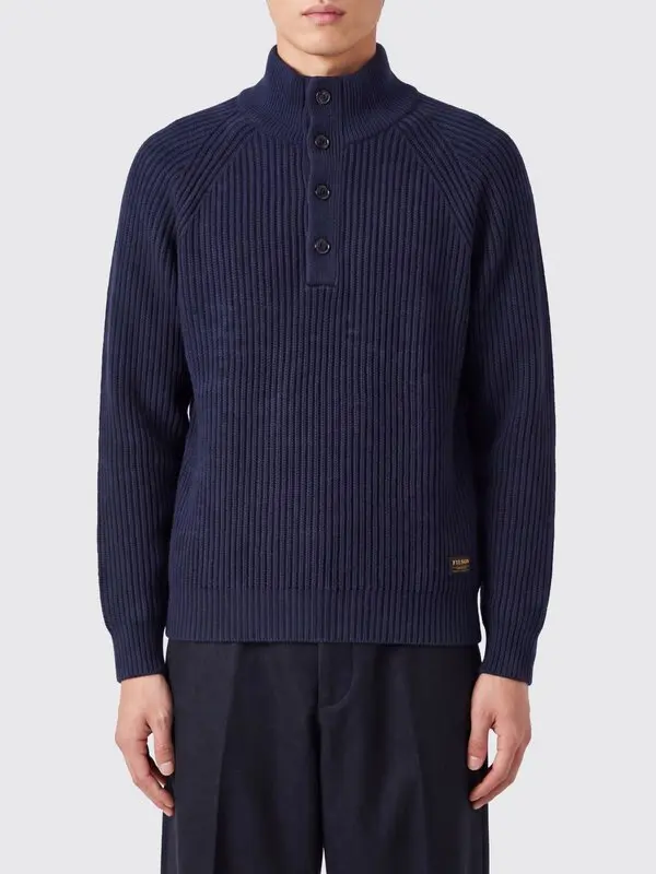 Filson Ribbed Wool Roll Neck With Neck Buttons