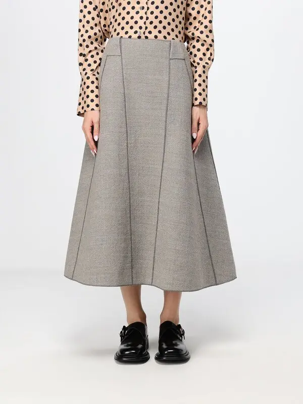 Moschino High-waisted Flared Wool-blend Midi Skirt