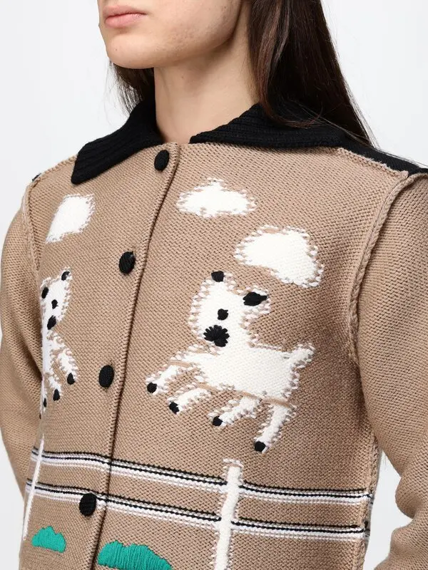 Moschino All-over Graphic Print Merino Wool Cardigan