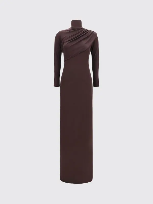 COURREGES Draped High-neck Long Evening Gown In Jersey