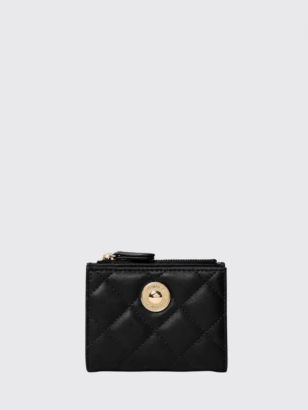 TWINSET Small Quilted Faux Leather Wallet With Metallic Logo - Black