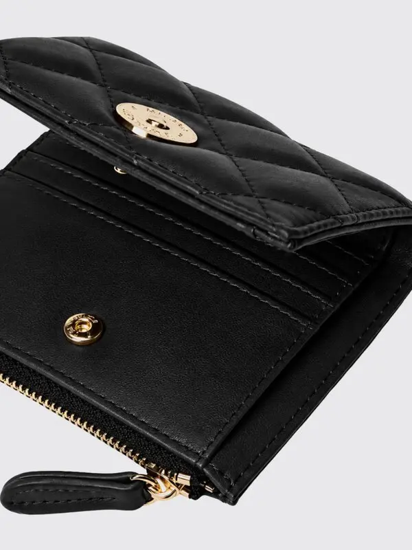 TWINSET Small Quilted Faux Leather Wallet With Metallic Logo