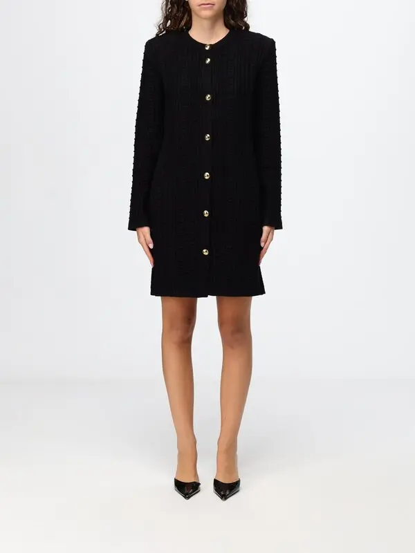 TWINSET Long-sleeved Viscose Knit Mini Dress With Padded Shoulders