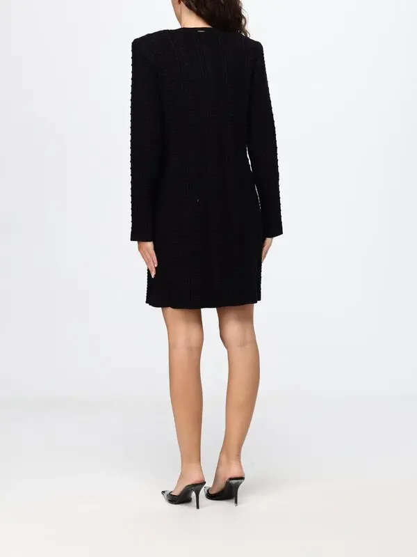 TWINSET Long-sleeved Viscose Knit Mini Dress With Padded Shoulders