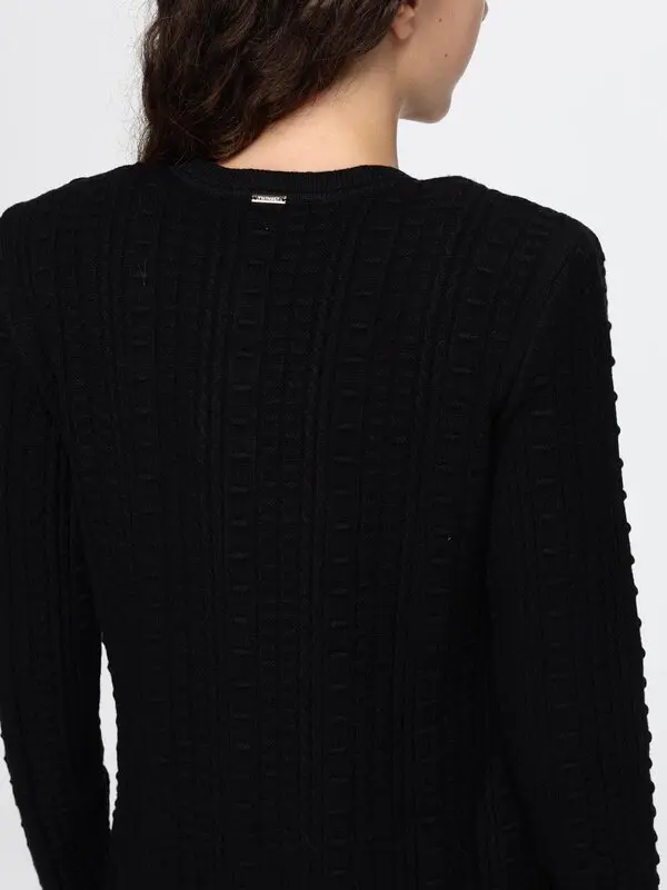 TWINSET Long-sleeved Viscose Knit Mini Dress With Padded Shoulders