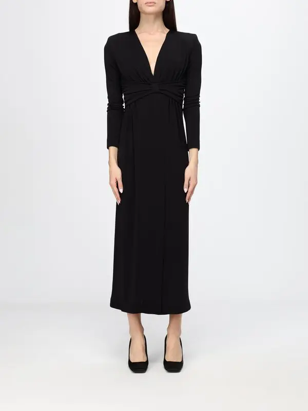 TWINSET Slim Fit Midi Sheath Dress In Jersey With Deep V-neck
