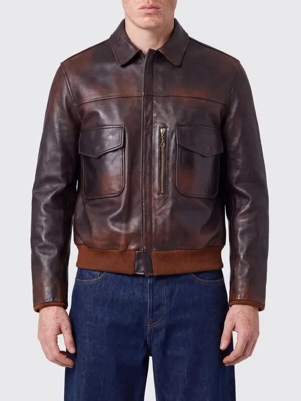 GOLDEN GOOSE Distressed-effect Cowhide Leather Bomber Jacket