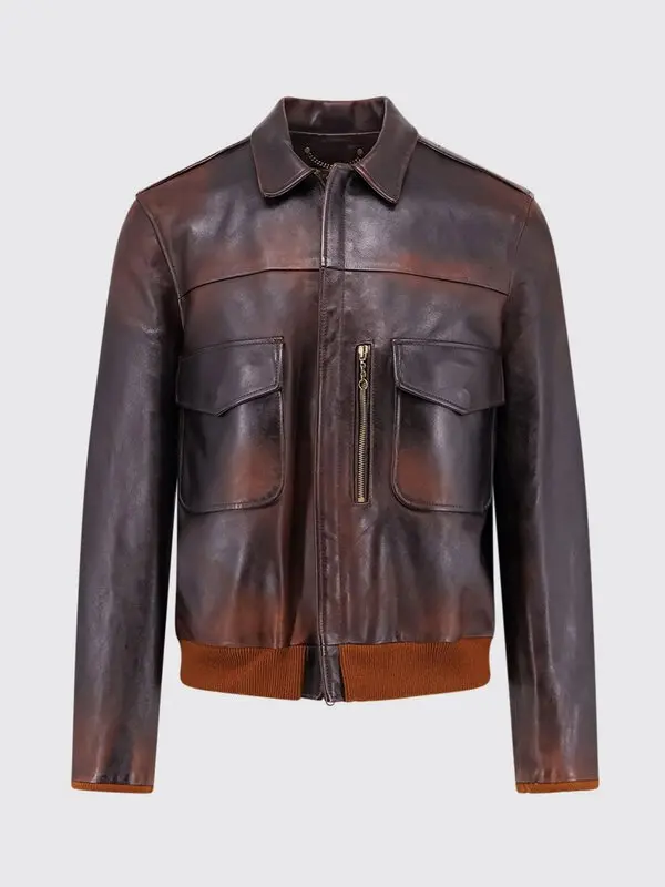 GOLDEN GOOSE Distressed-effect Cowhide Leather Bomber Jacket