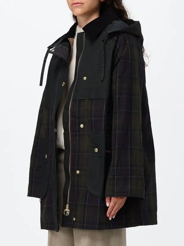 Barbour Elsie Waxed Cotton Hooded Jacket With Velvet Collar