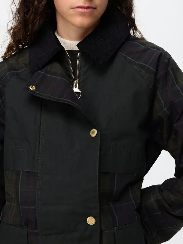 Barbour Elsie Waxed Cotton Hooded Jacket With Velvet Collar