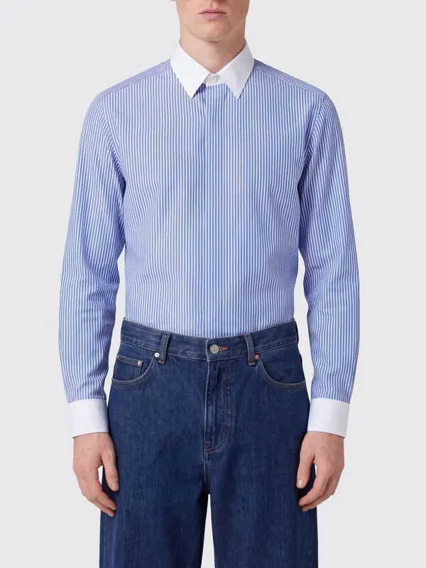 TOM FORD Striped Slim Fit Cotton Shirt With French Collar And Concealed Placket