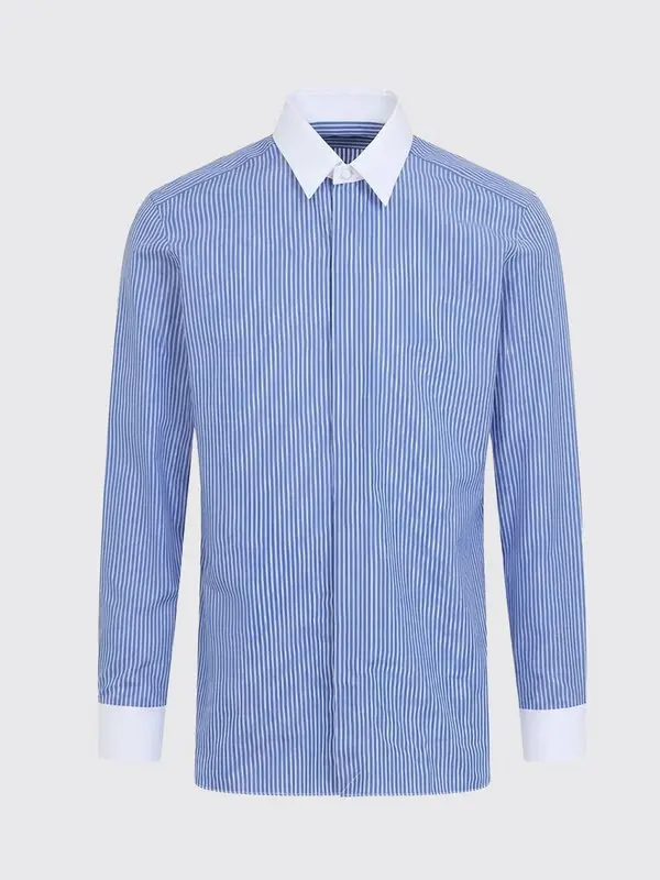 TOM FORD Striped Slim Fit Cotton Shirt With French Collar And Concealed Placket