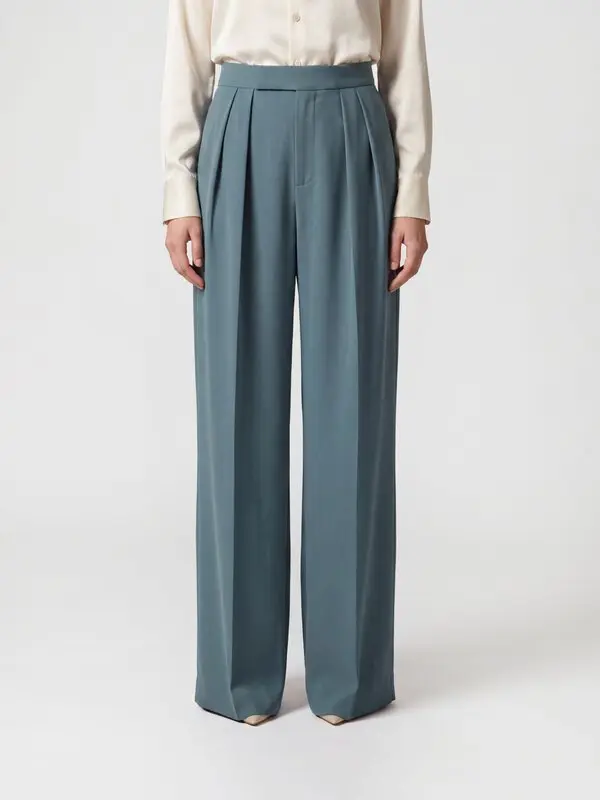 Chloé High-waisted Pleated Wool Wide-leg Trousers