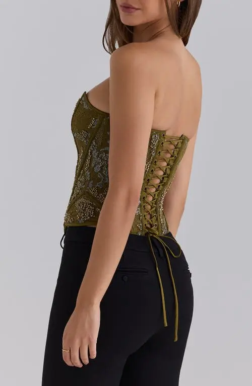 House Of Cb Calliope Embellished Lace Corset Top