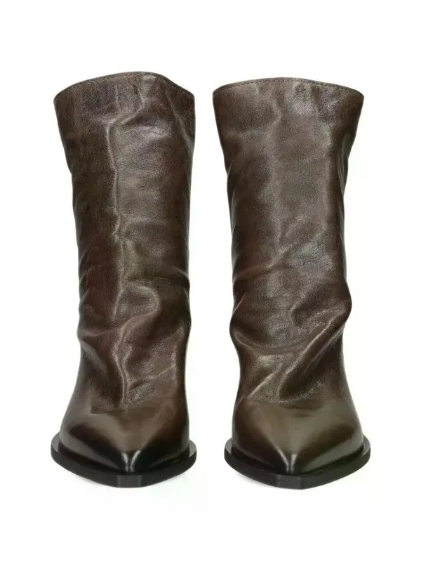 MIMMU Ruched Pointed-toe Ankle Boots